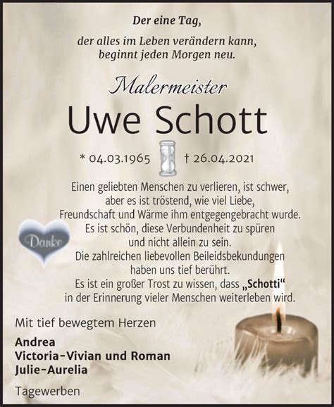 Traueranzeigen Von Uwe Schott Abschied Nehmen De