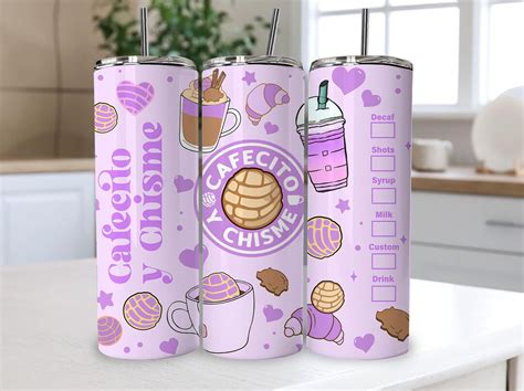 Cafecito Y Chisme 20oz Tumbler Wrap Mexican Sublimation Design Seamless 20oz Tumbler Png Tumbler