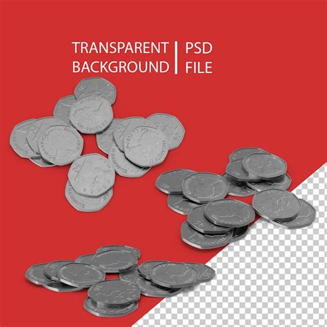 Premium PSD 50 Pence Stack Png