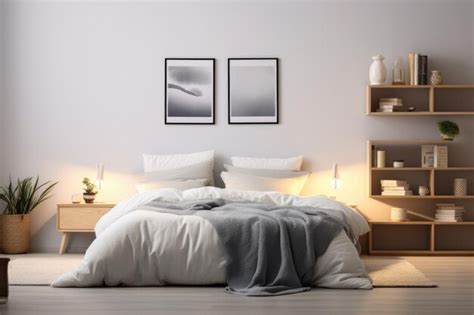 Premium AI Image A Clutterfree Minimalist Bedroom With Soft Lighting