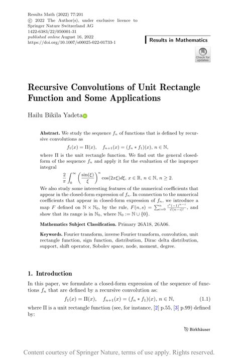 Recursive Convolutions Of Unit Rectangle Function And Some Applications