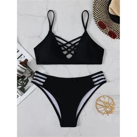 Two Piece Bikini Thin Shoulder Strap Swimsuit Sexy Swimming Vintage
