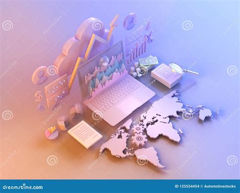 Business Data Market Elements Charts Graphs Diagrams With World Map
