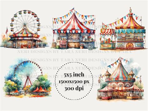 State Fair Watercolor Clipart Bundle County Fair Fair Wheel Etsy