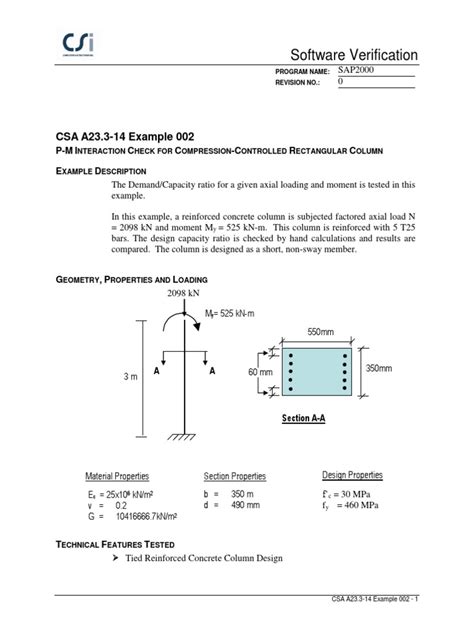 Software Verification Csa A233 14 Example 002 Pdf Column