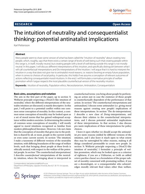 Pdf The Intuition Of Neutrality And Consequentialist Thinking