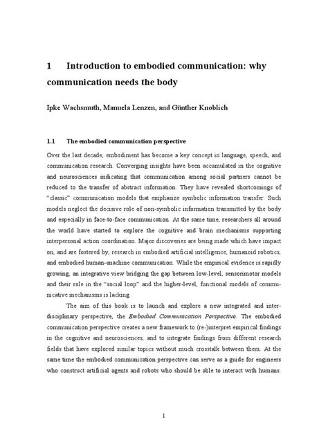 Embodied Communication Pdf Embodied Cognition Communication