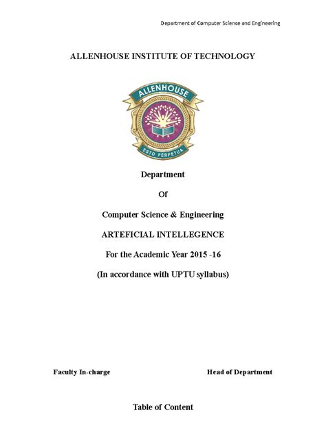 Ai Lab Mannual Allen Ai Manual Department Of Computer Science And