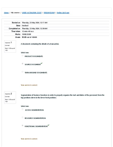 UGRD ACTG6250A Introduction To Accounting Information System LAB Prelim