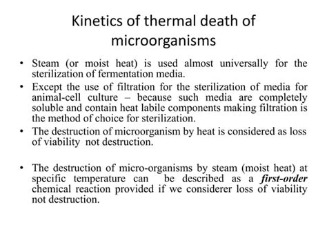 Thermal Death Kinetics And Various Isotherms Pptx