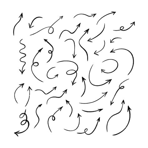 Premium Vector Set Hand Drawn Arrows Simple Arrows Isolated On White