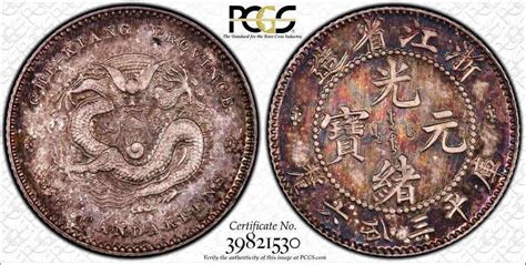 江省造光绪元宝三分六厘样币 喜敦造币厂pcgs Sp66 评级币