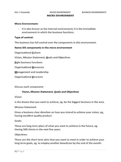 Micro Environment Pdf Organizational Structure Marketing