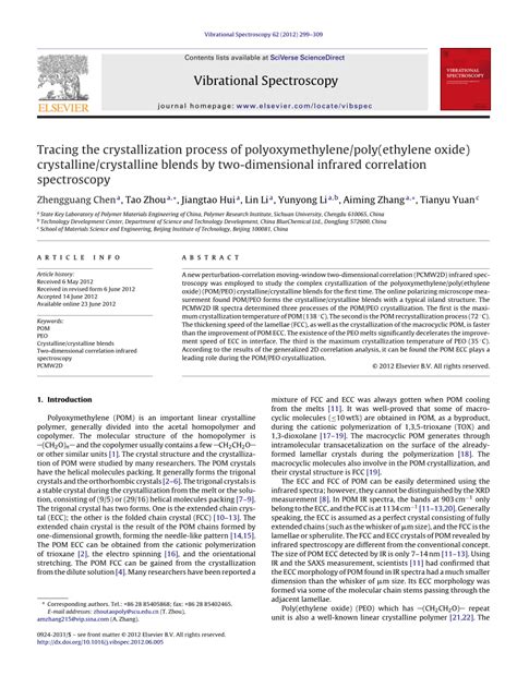 Pdf Tracing The Crystallization Process Of Polyoxymethylenepolyethylene Oxide Crystalline