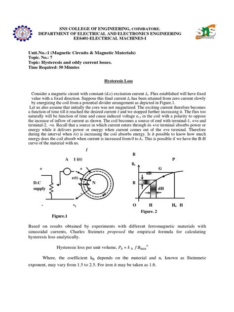 Hysteresis And Eddy Current Lossespdf Inductor 9 Views
