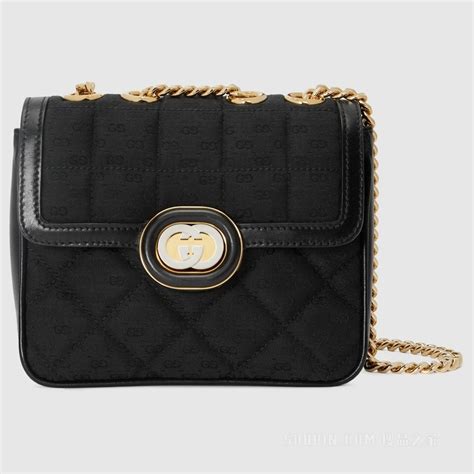【gucci古驰】迷你绗缝肩背包 黑色gg帆布 741457 9aacl 1000 搜品之家