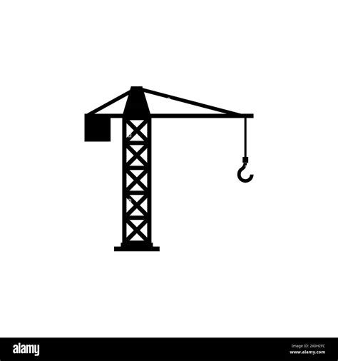 Building Tower Crane Flat Vector Icon Simple Solid Symbol Isolated On