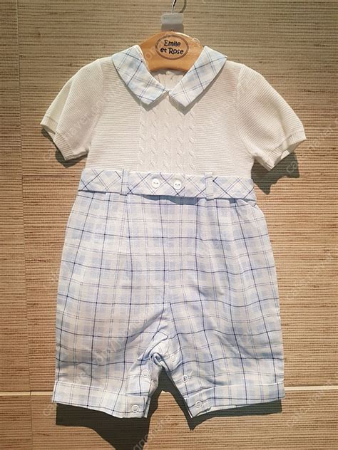 영국베이비브랜드 에밀엣로즈 마소재 체크 점프슈트 모자 유아용의류 중고나라