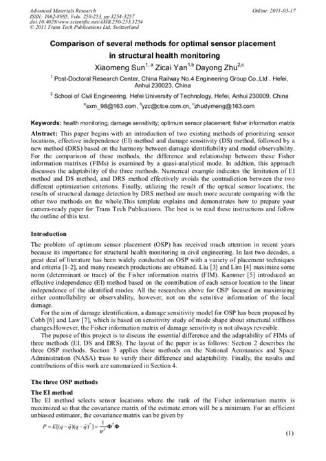 Comparison Of Several Methods For Optimal Sensor Placement In