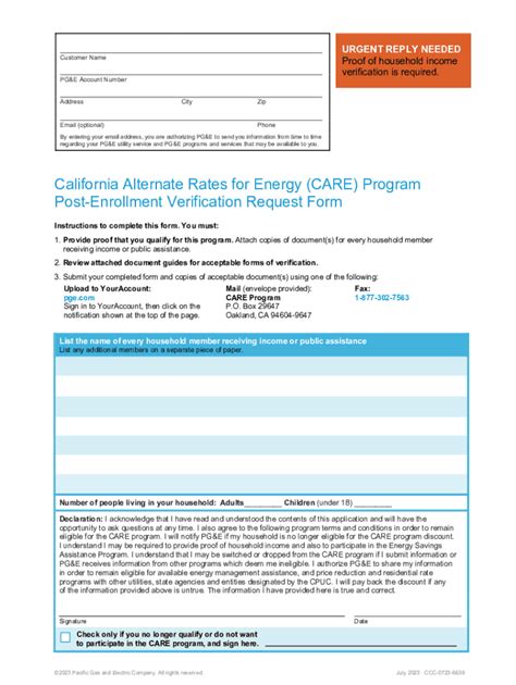 Fillable Online California Alternate Rates For Energy Care Program Post Enrollment