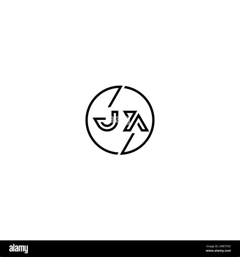 Ja Simple Outline Concept Logo And Circle Of Initial Design Black And White Background Stock
