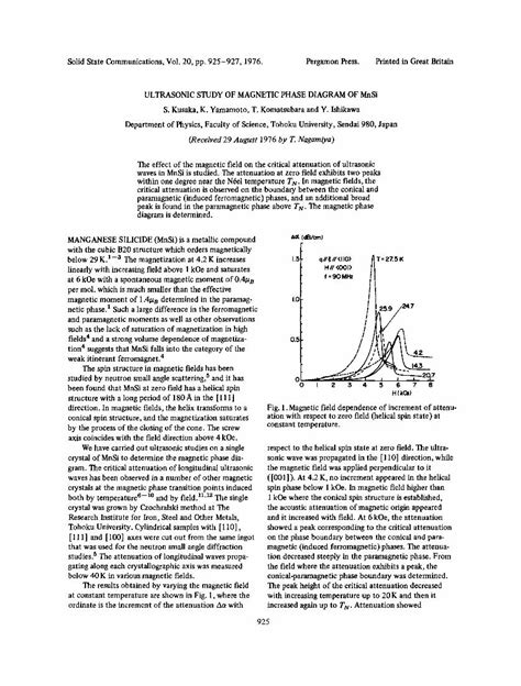 PDF Ultrasonic Study Of Magnetic Phase Diagram Of MnSi DOKUMEN TIPS