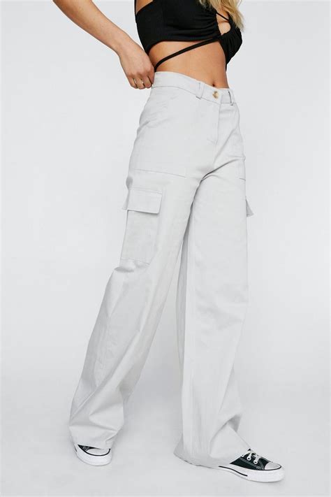 Womens Puddle Wide Leg Pocket Detail Cargo Pants Boohoo Uk