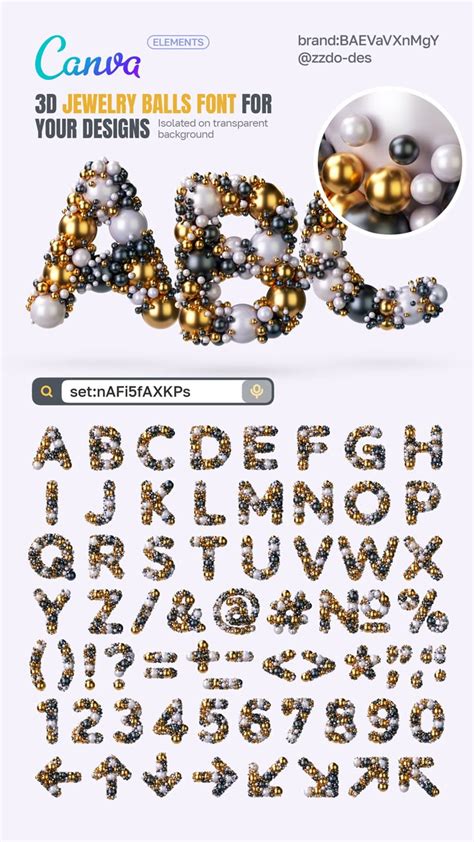 Canva Elements Keyword 3d Jewelry Balls Font Jewelry Alphabet