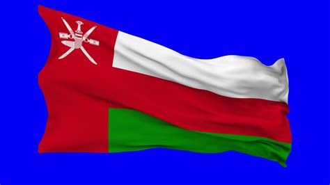 Oman Flag Waving Seamless Loop In Wind Chroma Key Green Screen Luma