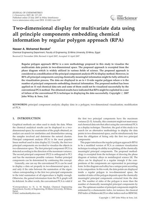 Pdf Two Dimensional Display For Multivariate Data Using All Principle