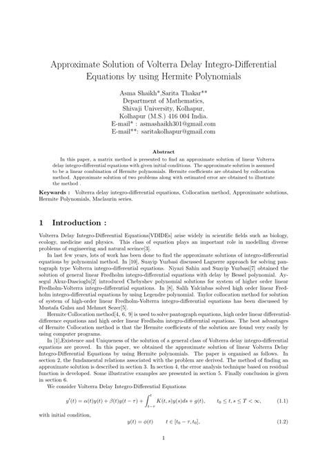 Pdf Approximate Solution Of Volterra Delay Integro Differential