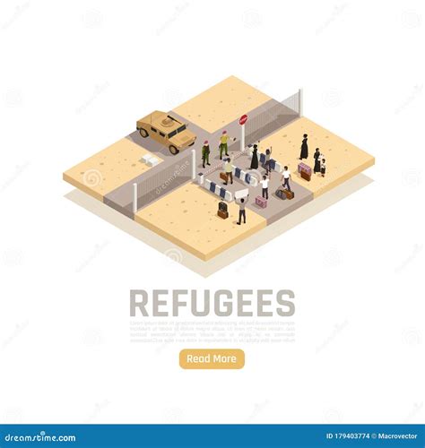 Refugees Isometric Composition Stock Vector Illustration Of Danger
