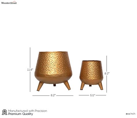 Buy Hazel Metal Gold Planter Pot With Stand Set Of 2 At 23 OFF