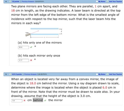 Solved Two Plane Mirrors Are Facing Each Other They Are Chegg