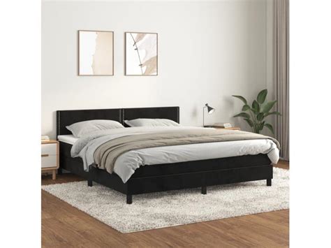 Cama Com Molas Colchão 160x200 Cm Veludo Preto