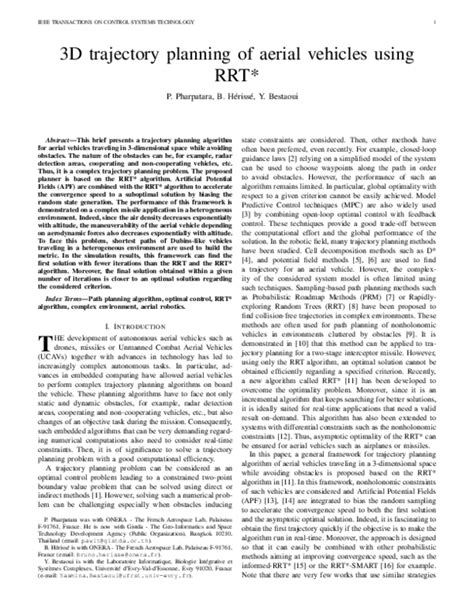Pdf 3 D Trajectory Planning Of Aerial Vehicles Using Rrt