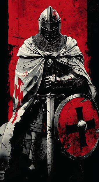 Premium Photo Crusader Portrait With Chainmail And Surcoat Holding A