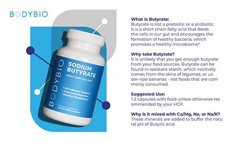 Gut Health Supplement 60 Caps Butyrate Sodium The