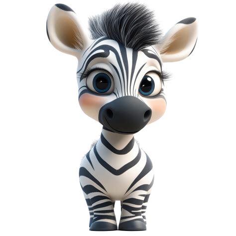 Cute Cartoon Zebra Character With Big Eyes And Playful Expression In Colorful Animated Style