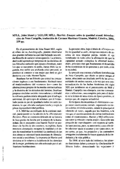 Pdf John Stuart Mill Y Harriet Taylor Mill Ensayos Sobre La