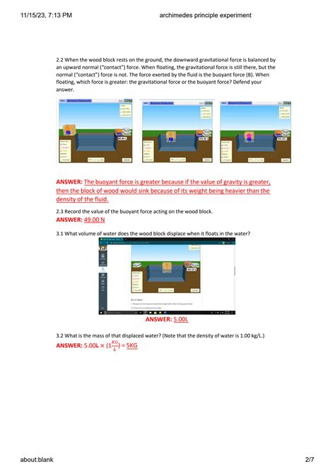 SOLUTION Archimedes Principle Experiment Studypool