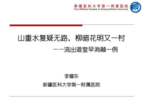 参赛病例36 李耀东山重水复疑无路柳暗花明又一村流出道室早消融一例 严道医声网