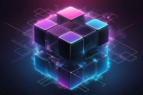 Premium Photo Ai Cloud Concept With Gradient Cube Technology Background