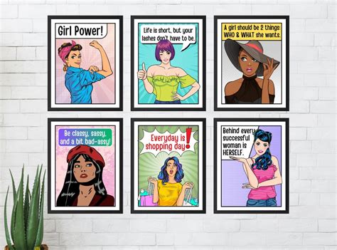 Printable Fun Feminist Quote Posters Set Of Six Comic Pop Art Prints Feminism Posters Bundle