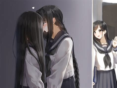 Anime Soul Anime Kiss Yuri Manga Manga Art Dark Purpl