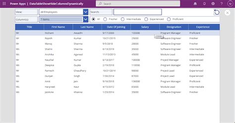technology with imagination and inspiration powerapps datatable show