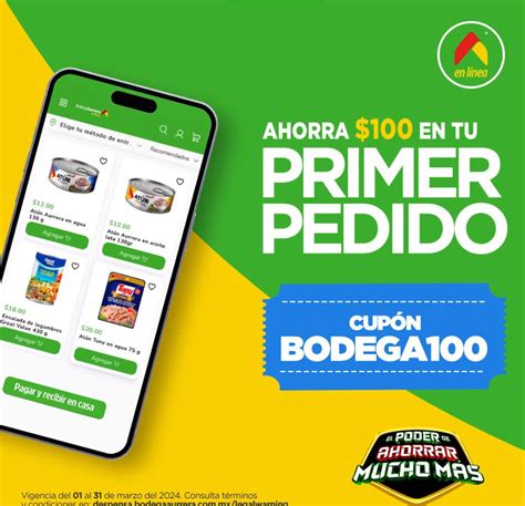 Cupón Bodega Aurrera de 100 de descuento en tu primer pedido y envío