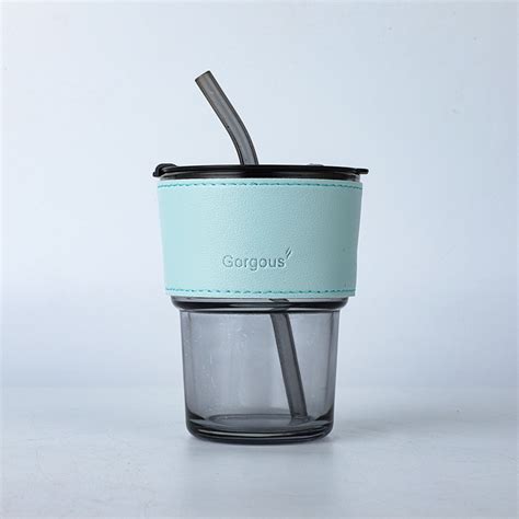 Glass Straw Cup With Lid Heat Cold Resistant Iced Water Bottle Viral