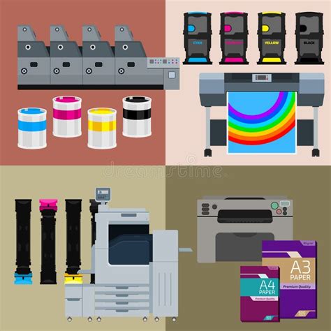 Digital Print Machine Set Stock Vector Illustration Of Paper 60583299