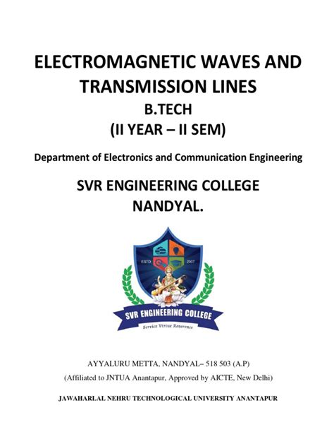 Electromagnetic Waves And Transmission Lines Pdf Electrical